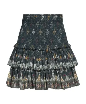Isabel Marant Étoile Isabel Marant Etoile Multicolor Tiered Ruched Gauze Skirt Black
