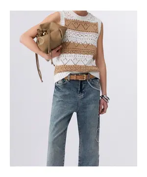 Liu Jo Sleeveless Crochet Knit Top With Jewel Embellishments
