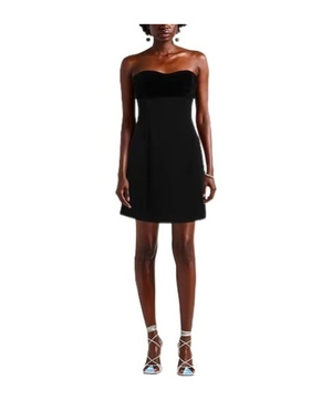 Max Mara Strapless Velvet & Crepe Dress