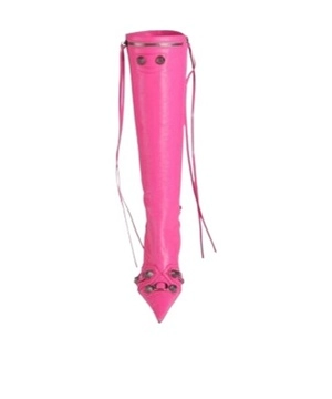 Balenciaga Patent Leather Pointed Toe Ankle Boots - Pink
