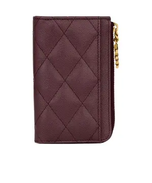 Saint Laurent Zipper Card Holder - Red