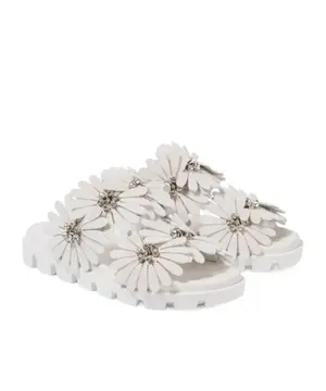 CHRISTIAN LOUBOUTIN Flora Cool Slides - White