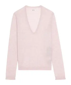 Zadig&Voltaire V-neck Knitted Jumper With Frayed Cuffs - Pink