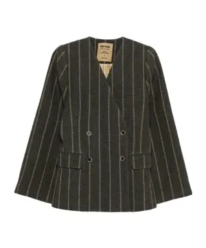 UMA WANG Striped Double-breasted Blazer - Grey