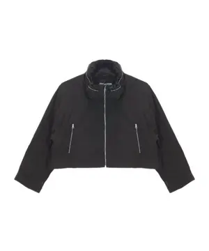 LOW CLASSIC Drawstring-neck Zip Jacket - Black