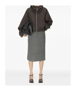 LOW CLASSIC Drawstring-neck Zip Jacket - Black
