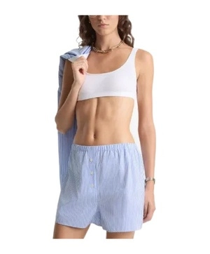 SPORTY  RICH Sporty & Rich Striped Button Shorts