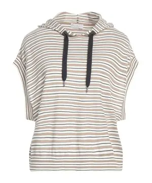 Brunello Cucinelli Striped Hooded Sleeveless Top