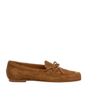 AeydĒ Jasper Suede Loafers With Bow Detail - Brown
