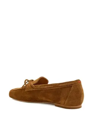 AeydĒ Jasper Suede Loafers With Bow Detail - Brown