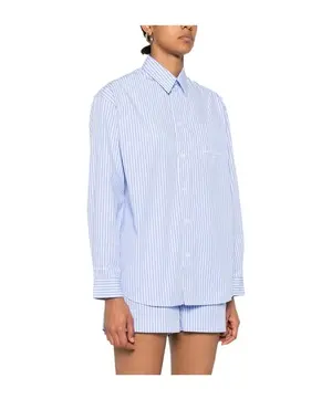 SPORTY  RICH Sporty & Rich Striped Embroidered Shirt