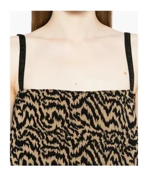 REFORMATION Adette Dress Animal Print Square Neck Spaghetti Strap Dress