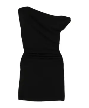 REFORMATION Belle Dress With Asymmetrical Sleeves And Pleating - Black
