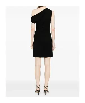 REFORMATION Belle Dress With Asymmetrical Sleeves And Pleating - Black