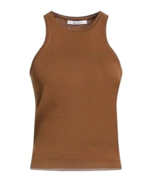 Max Mara Crew-neck Racerback Ribbed Tank Top - Brown