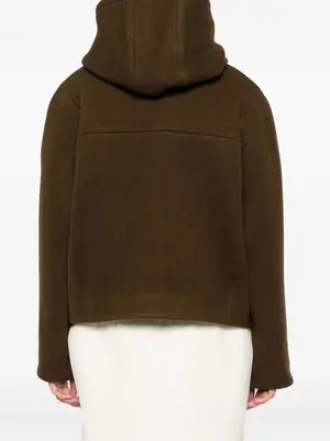LOW CLASSIC Wool Blend Single-breasted Short Coat With Hood - Black