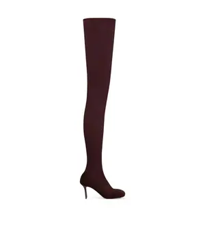 COURREGES Square-toe Mesh Over-the-knee Boots - Black