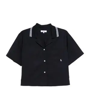 SPORTY  RICH Sporty & Rich Cotton Button-up Shirt With Embroidered Logo - Black