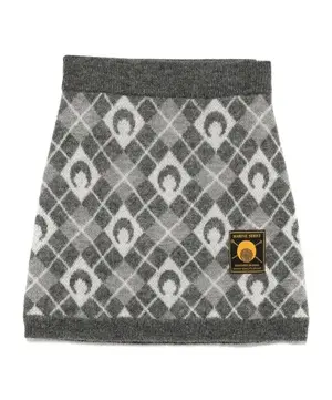 MARINE SERRE Moon Argyle Knit Mini Skirt - Gray