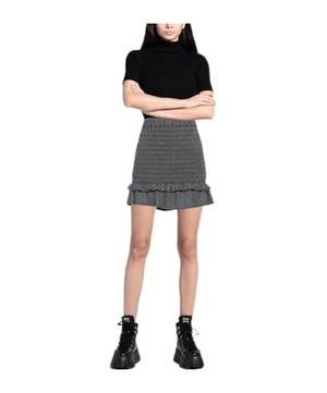 Isabel Marant Étoile Denim Mini Skirt With Double Ruffled Hem - Black