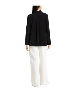 Max Mara Satin Collared V-neck Blouse With Flared Sleeves