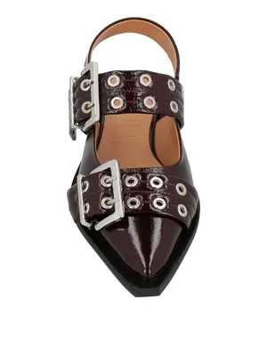 GANNI Slingback Flats With Buckle Detailing - Black