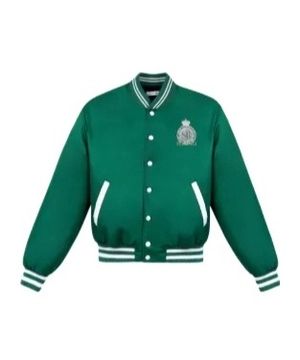 SPORTY  RICH Sporty & Rich Embroidered Satin Bomber Jacket