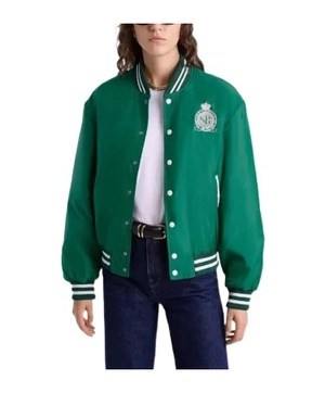 SPORTY  RICH Sporty & Rich Embroidered Satin Bomber Jacket