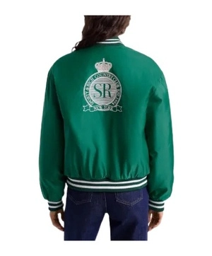 SPORTY  RICH Sporty & Rich Embroidered Satin Bomber Jacket