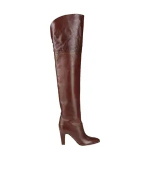 Chloé Simple Tall Leather Boots - Red