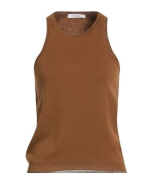 Max Mara Crew-neck Racerback Ribbed Tank Top - Brown