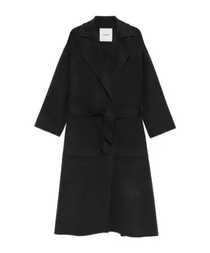 Nanushka Belted Wool Coat - Black