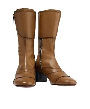 Chloé Solid Color Round-toe Ankle Boots