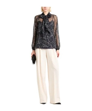 Max Mara Long Sleeve Printed Blouse With Pussy Bow