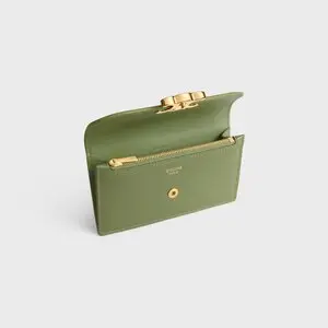 Celine Long Card Holder With Flap Triomphe In Shiny Calfskin