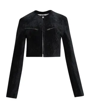 Alexander Wang Velvet Cropped Jacket - Black