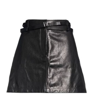 Sportmax Glossy Leather Mini Skirt With Buckle Belt