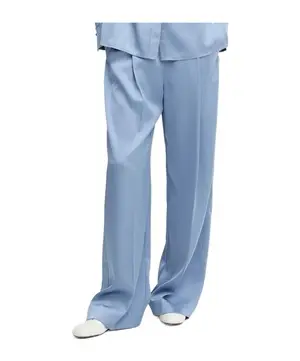 Stine Goya Pleated Wide-leg Trousers - Light Blue