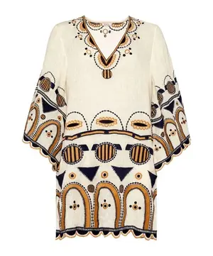 ERES Medaillon Embroidered Midi Dress - White