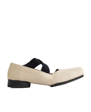 UMA WANG Square-toe Leather Ballerina - Nude