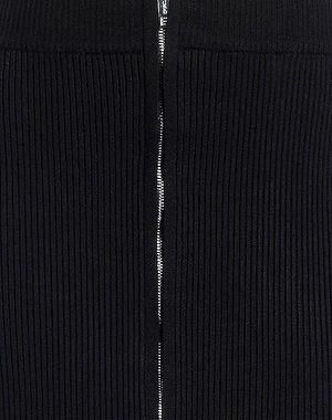 Sportmax Ribbed-knit Midi Skirt With Zipper Detail