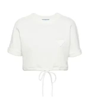 PRADA Cropped Cotton Fleece T-shirt