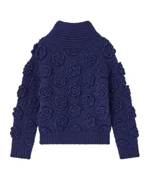 GANNI Floral Crochet High Neck Sweater