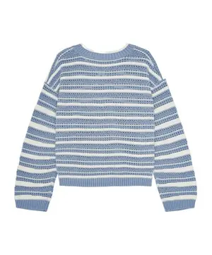 GANNI Striped Cotton V-neck Jumper