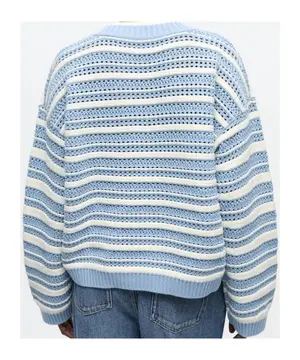 GANNI Striped Cotton V-neck Jumper