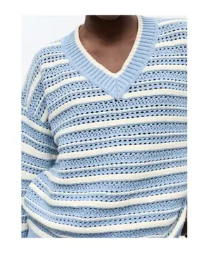 GANNI Striped Cotton V-neck Jumper