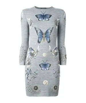 Alexander McQueen Butterfly Jacquard Knit Dress