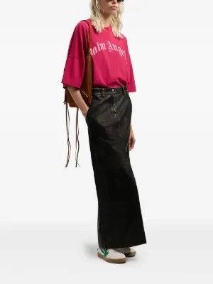 Palm Angels Curved-logo Over T-shirt