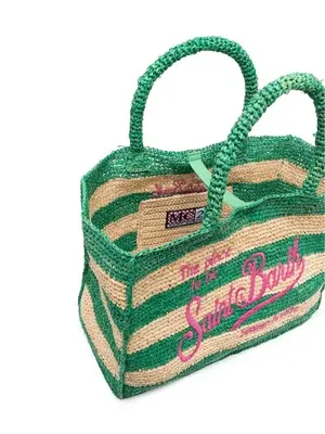 MC2 SAINT BARTH Striped Woven Top Handle Bag - Green