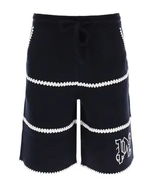 Palm Angels Logo Embroidered Drawstring Shorts - Black